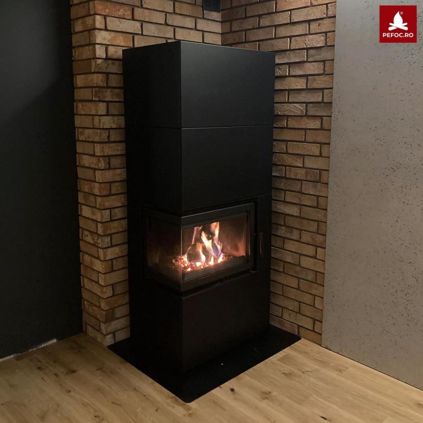 SIMPLE BOX stanga negru - semineu complet