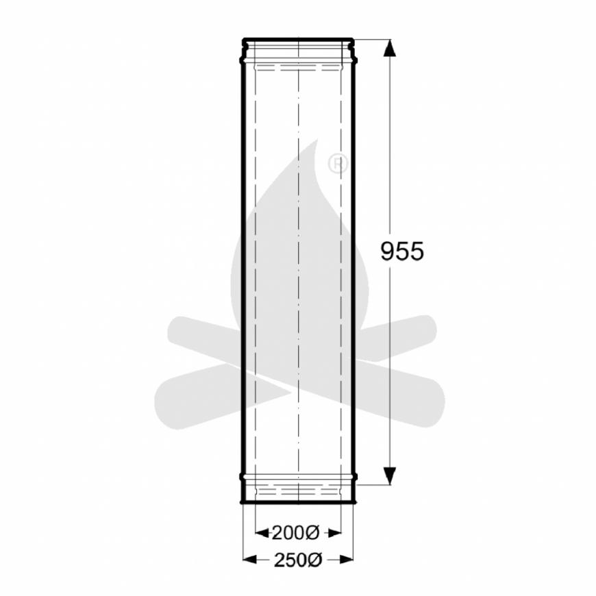 Burlan inox izolat - Negru fi200 - 1ML